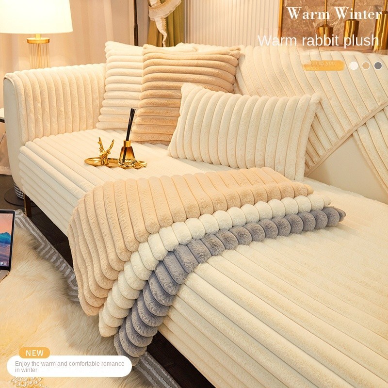 2025 New Style Sofa Cushion Thick Rabbit Plush Anti-slip Cushion Light ...