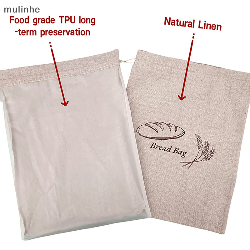 MU Reusable Cotton Linen Bread Storage Bag Plastic Lined Bread Bags For ...
