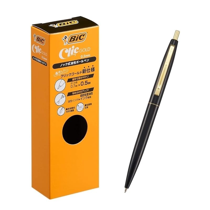 Bic Japan Bic Ballpoint Pen Click Gold 0.5 Oil-based Black Smooth Black ...