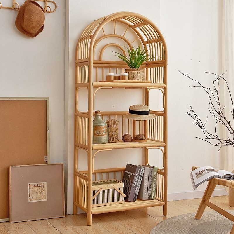 Bohemian Rattan Bookshelf Southeast Asia Rattan Floor Storage Rack ...