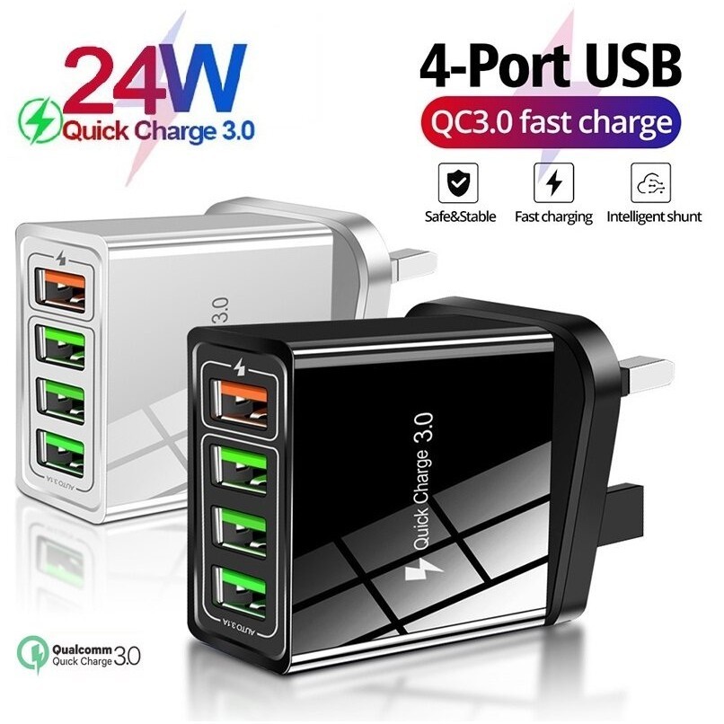 QC 3.0 Quick Charge Hub QC 4 Port 3.1A USB Wall Fast Charger Adapter ...