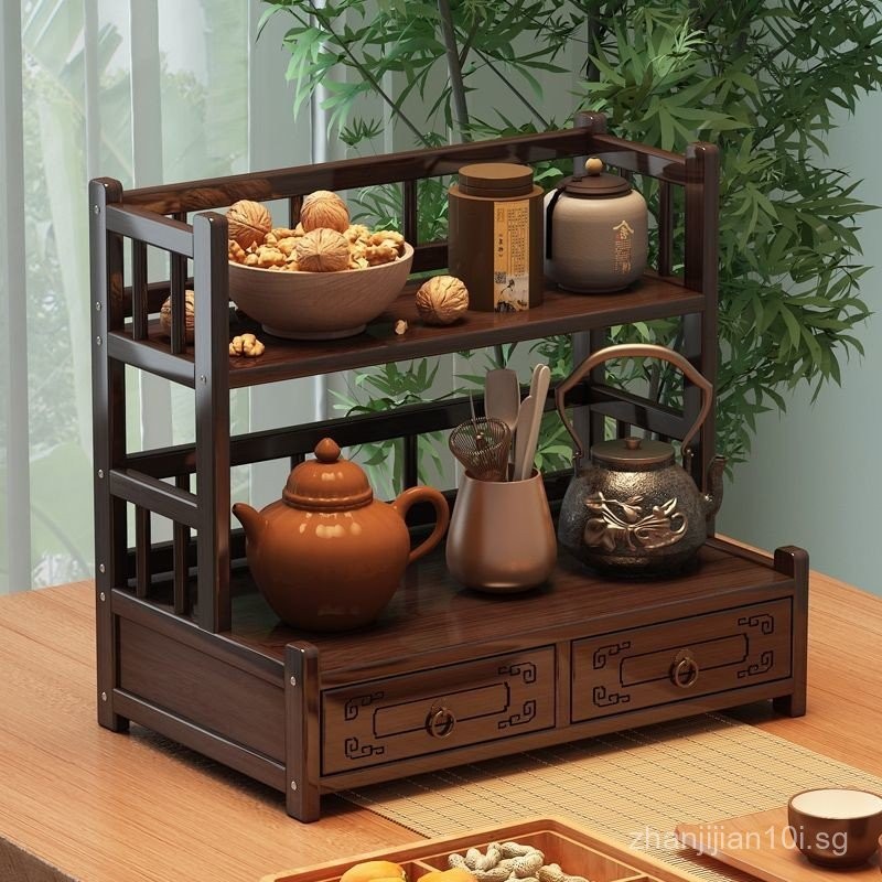 Desktop Display Stand Tea Table Countertop Tea Set Organizer Teapot ...