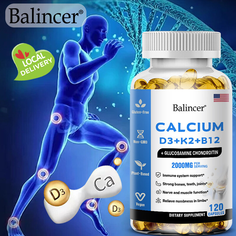 Balincer Calcium Vitamin D3+K2+B12 Supplement for Heart, Bones, Teeth, Joints and Neuromuscular ...