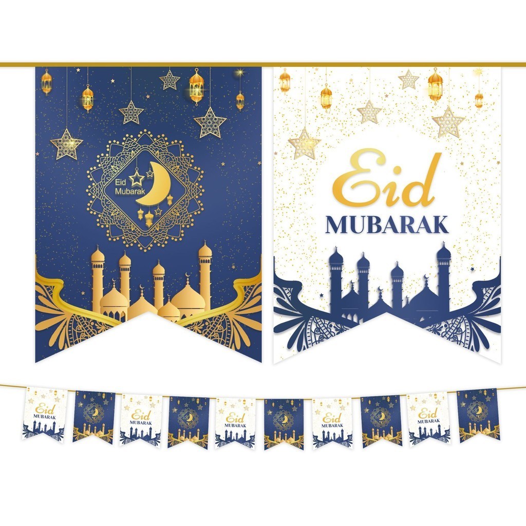 15pcs Moon Star Castle Pull Flag Festival Theme Party Raya Islamic ...
