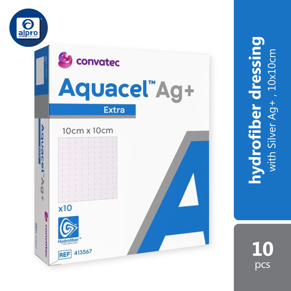 Aquacel AG+ Extra Hydrofiber® Wound Dressing 10x10cm (10s) | Shopee ...