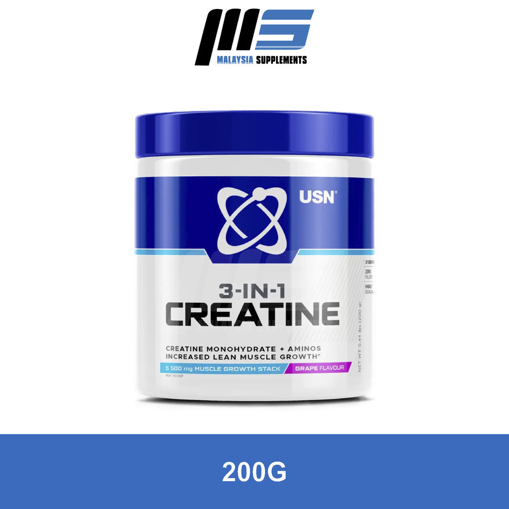 USN 3-IN-1 Creatine (200g) - Micronized Creatine Monohydrate, Amino ...