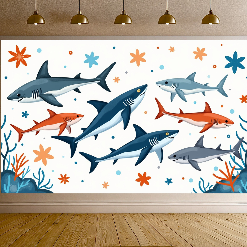 Shark Themed Ocean Party Banner Backdrop for Birthday Classroom Decor ...