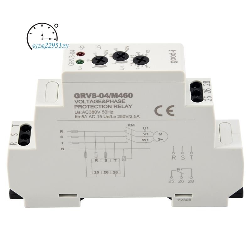 GRV8-04 M460 3-Phase Voltage Monitoring Relay Phase Sequence Phase Failure Protection Voltage ...