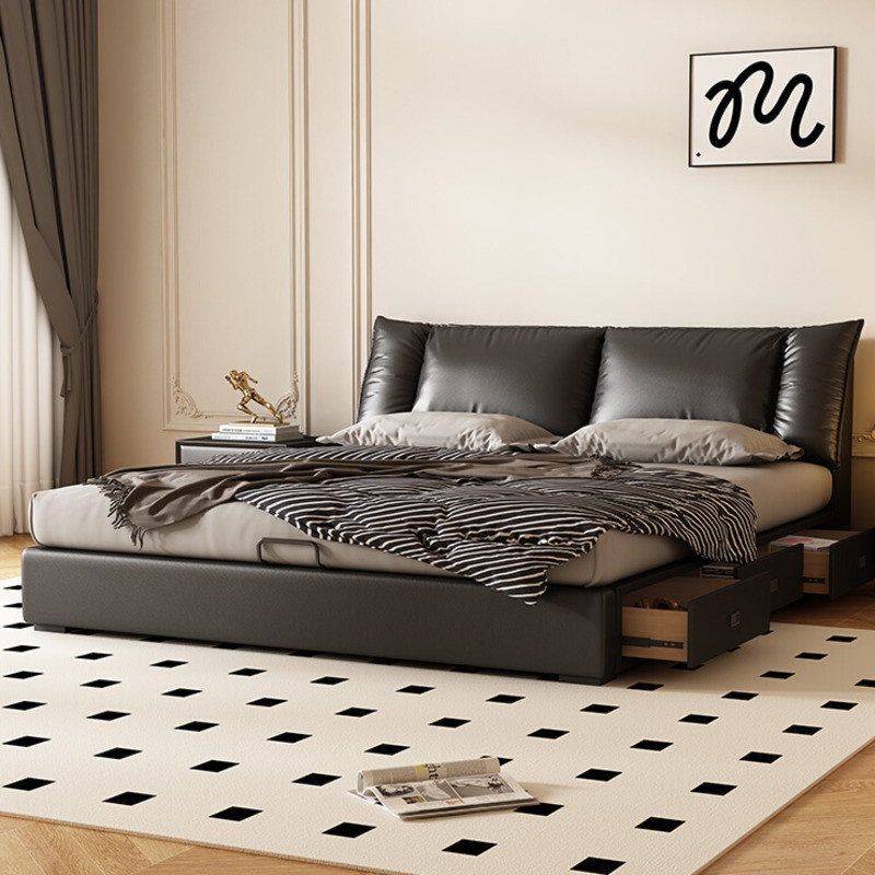Minimalist Leather Bed Master Bedroom High-end Atmosphere 2-meter X 2 ...