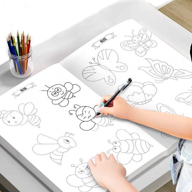 Children's Line Drawing Copybook Simple Drawing Cartoon Characters ...