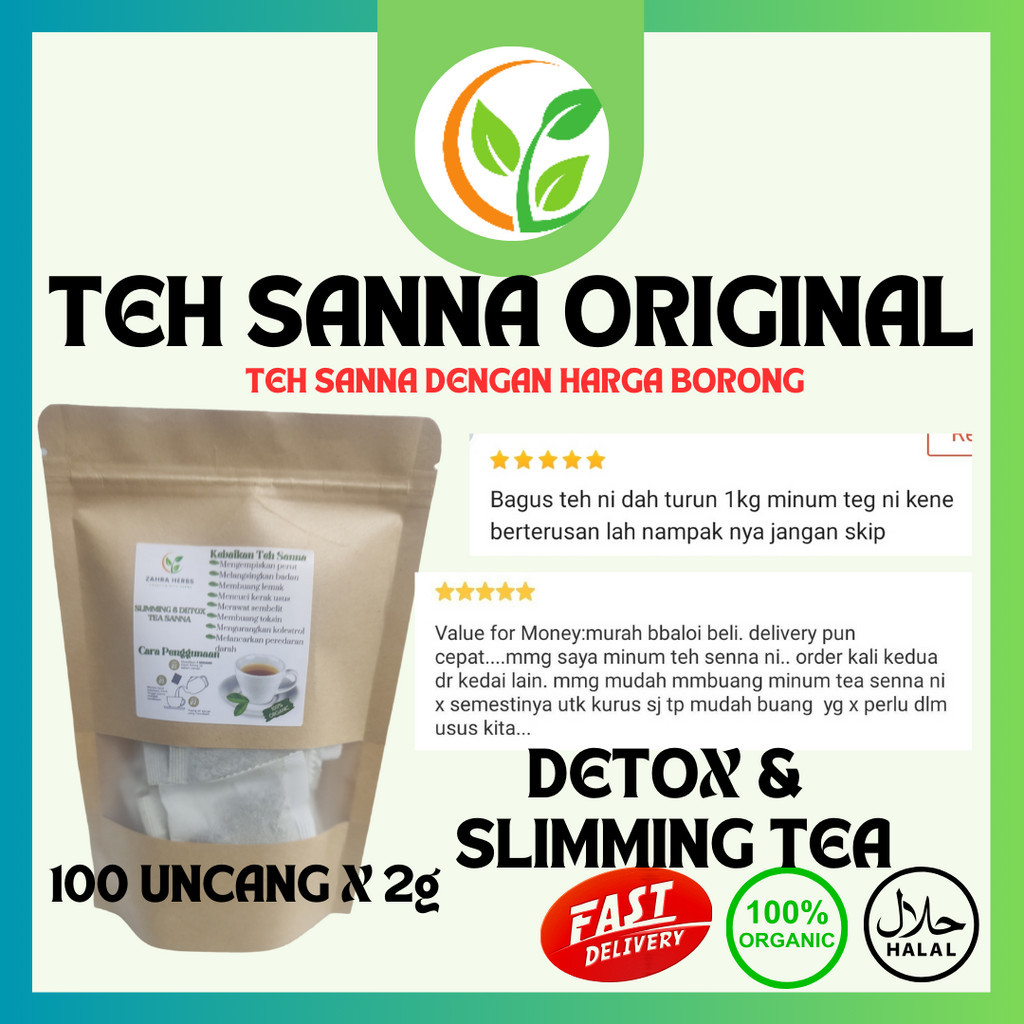 100 Senna Leaf Bags 2.0g | Sanna Tea |Maki Detox Chinese Teak Tea ...