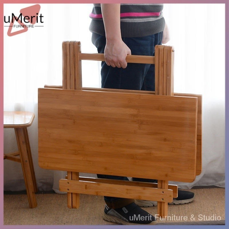 Bamboo Folding Table Portable Small Table Simple Folding Dining Table ...