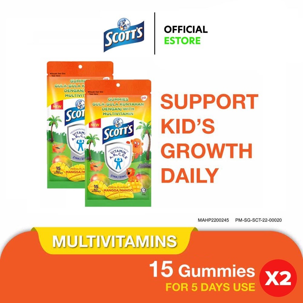 [2 Pack] SCOTT'S Multivitamin Gummies for Kids, Vitamin A, B6, C, D ...