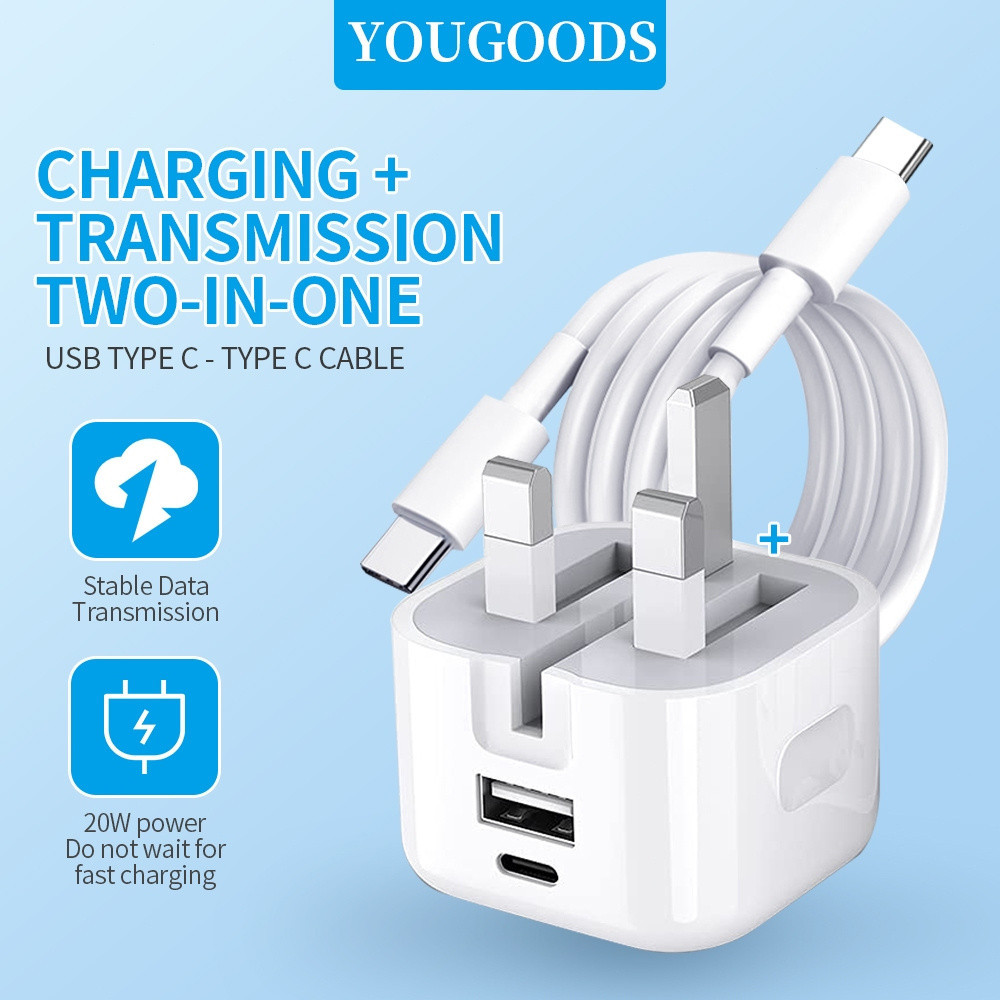 PD 20W USB C Adapter Fast Power Charger With USB-C Cable Fast Charging ...