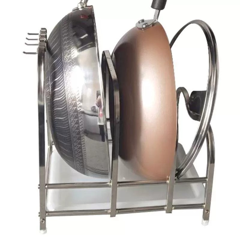 [in stock] New Style Frying Pan Rack Pot Storage Rack Kitchen Organizer ...