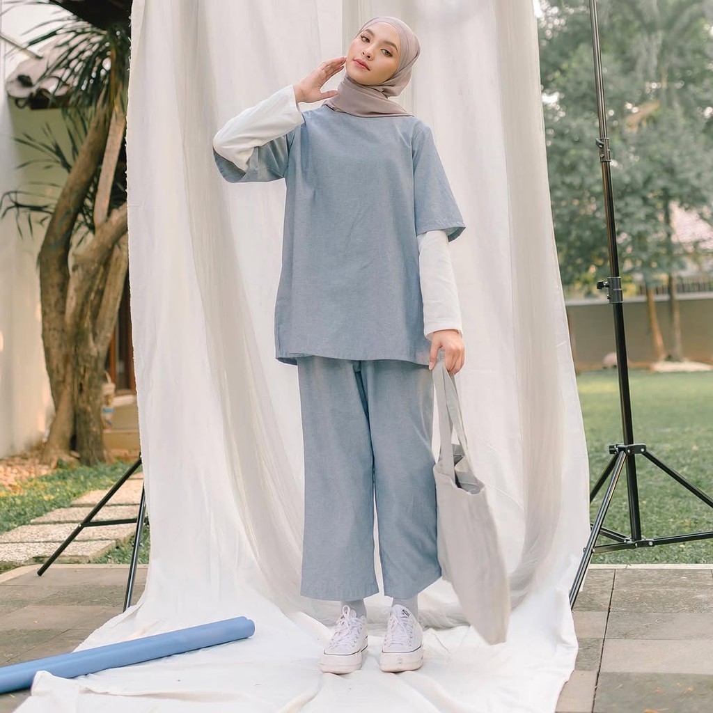Kyoko DENIM SET / WOMEN'S MUSLIM SET / MUSLIMAH SET | Shopee Singapore