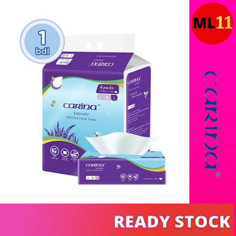CARINA Lavender 3 Ply Soft Pack Tissue L (110'S x 4 Packs) | Shopee ...