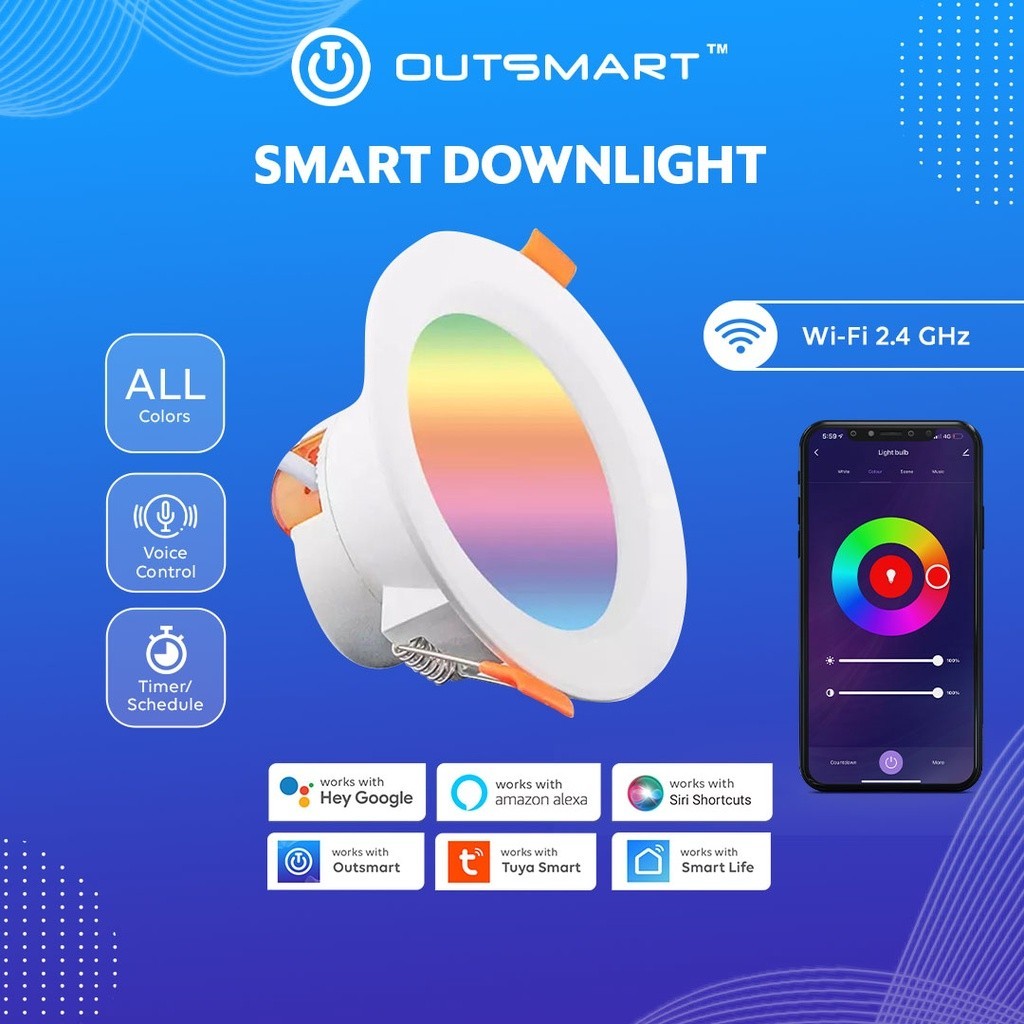OUTSMART Wifi Smart Downlight RGBCW Recessed False Ceiling LED Dimming ...