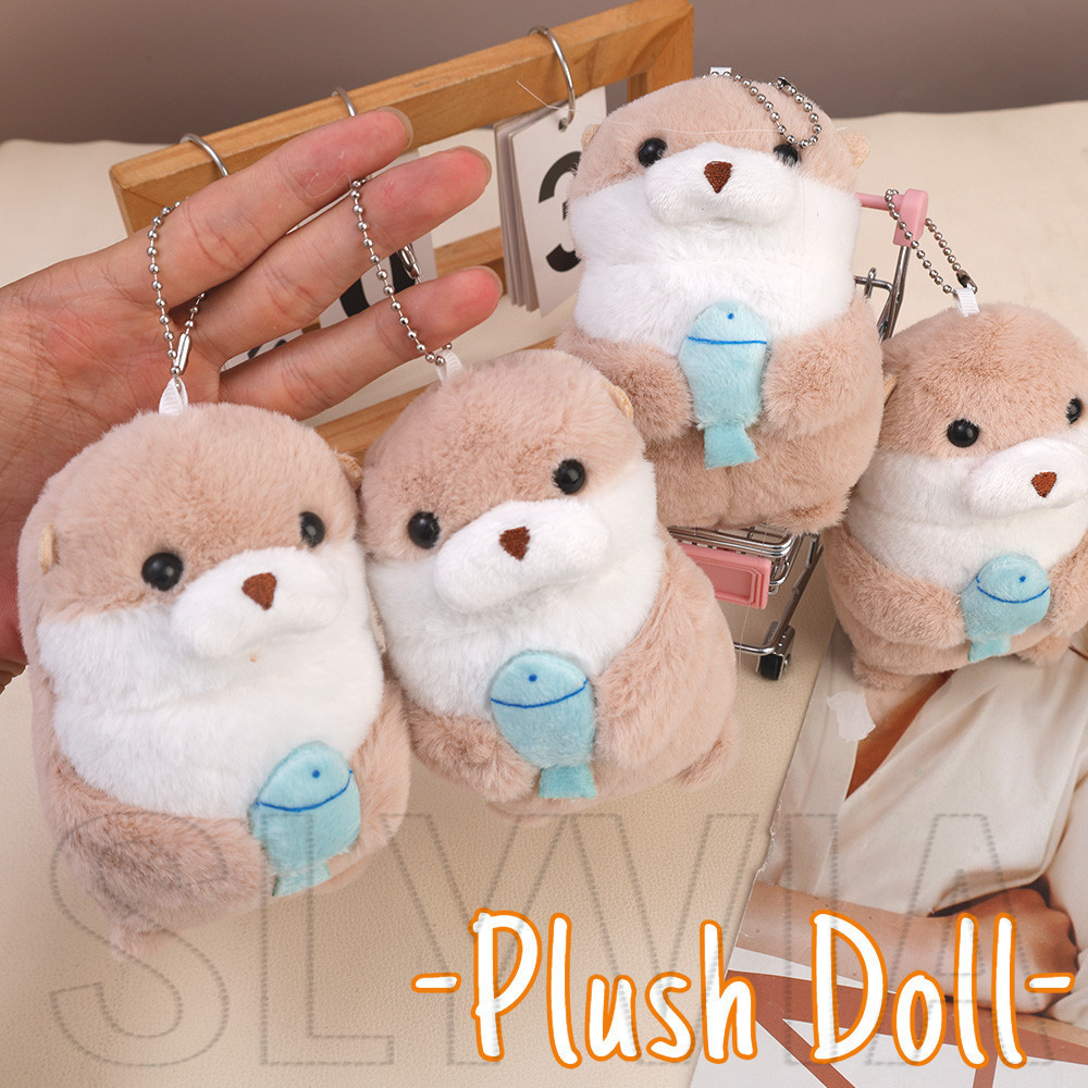 Otters Holding Fish Keychain - Plush Toys Doll - Backpack, Car ...