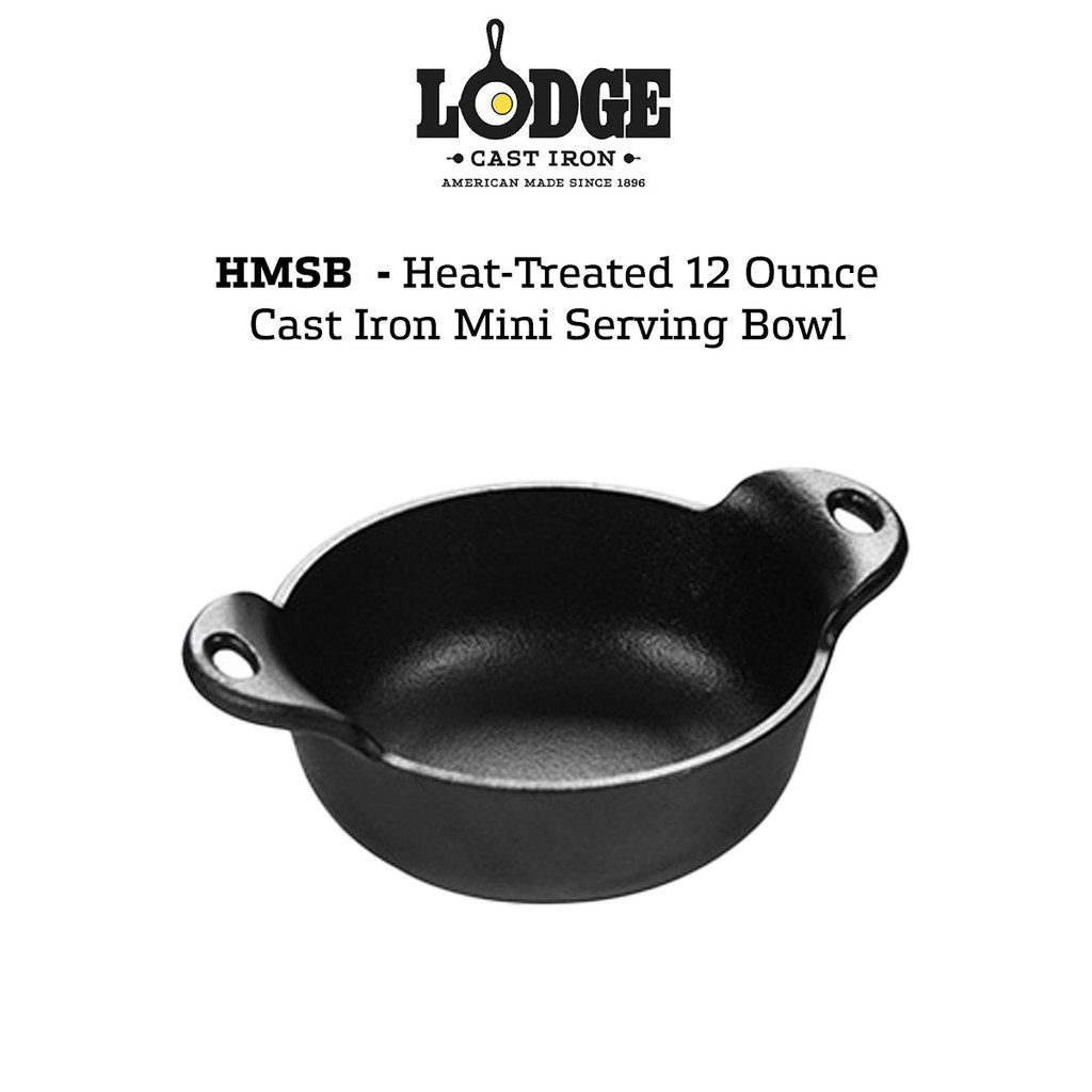 Lodge HMSB Heat-Treated 12 Ounce Cast Iron Mini Serving Bowl, Ready to ...