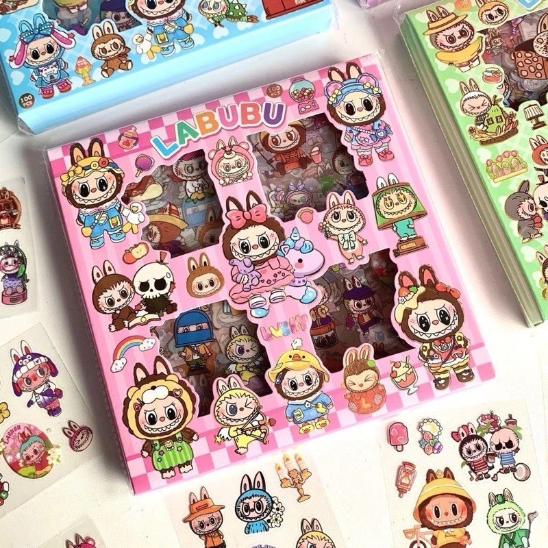 LABUBU STICKER contains 100 Pcs/box Decoration for Book Glasses ...