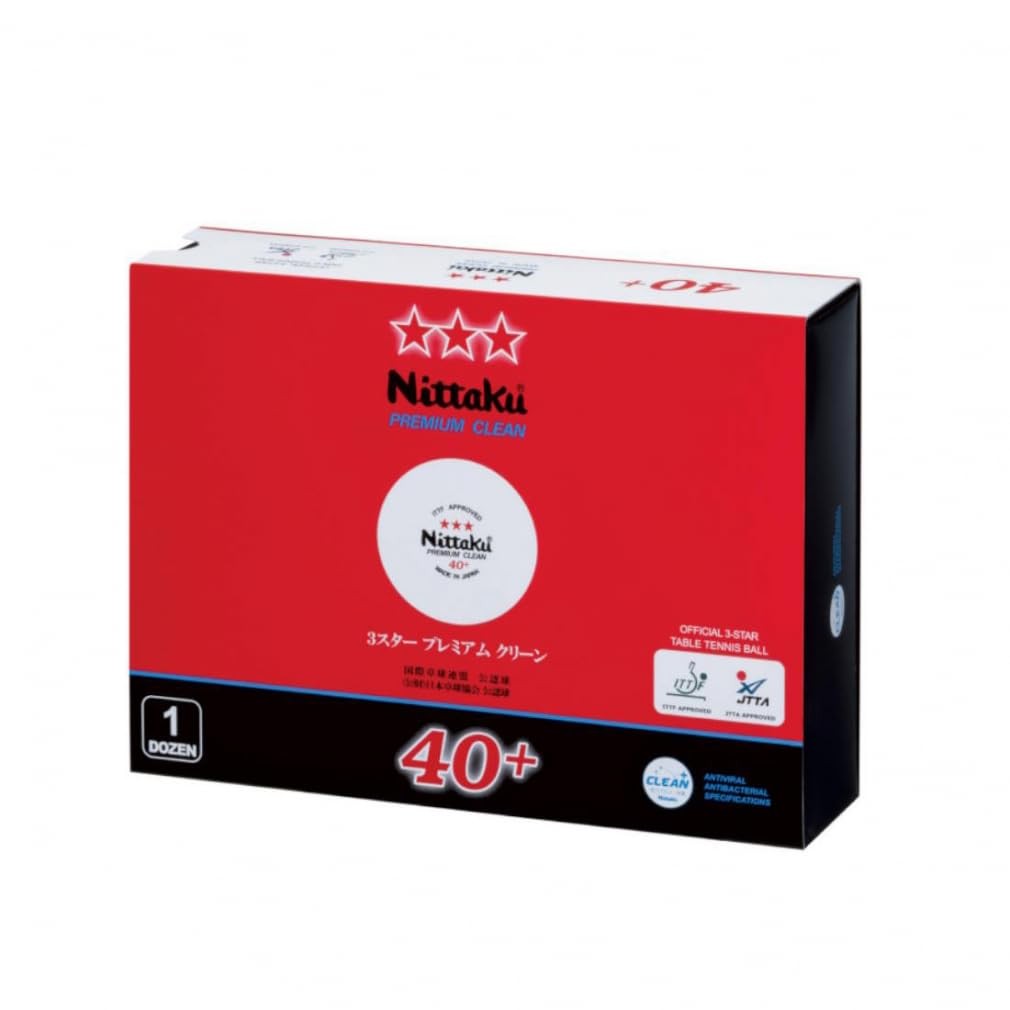 Nittaku 3-Star Premium Clean Table Tennis Balls - 3 Pack, Antiviral & Antibacterial, ITTF ...