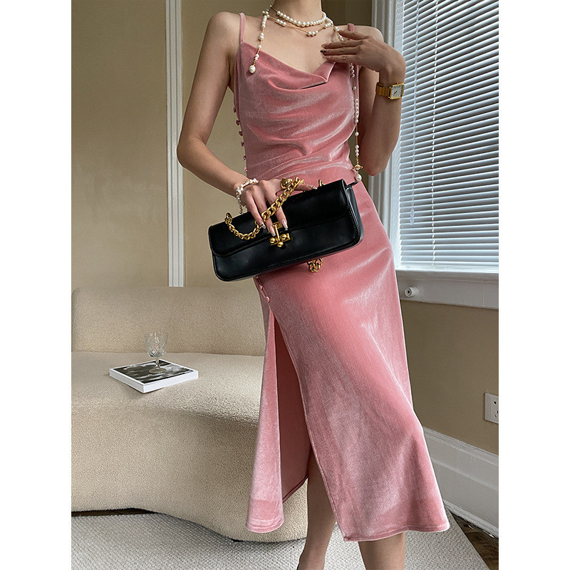 [Ready Stock]Sinan Light French Cinnamon Vermicelli Velvet Slit Slip ...