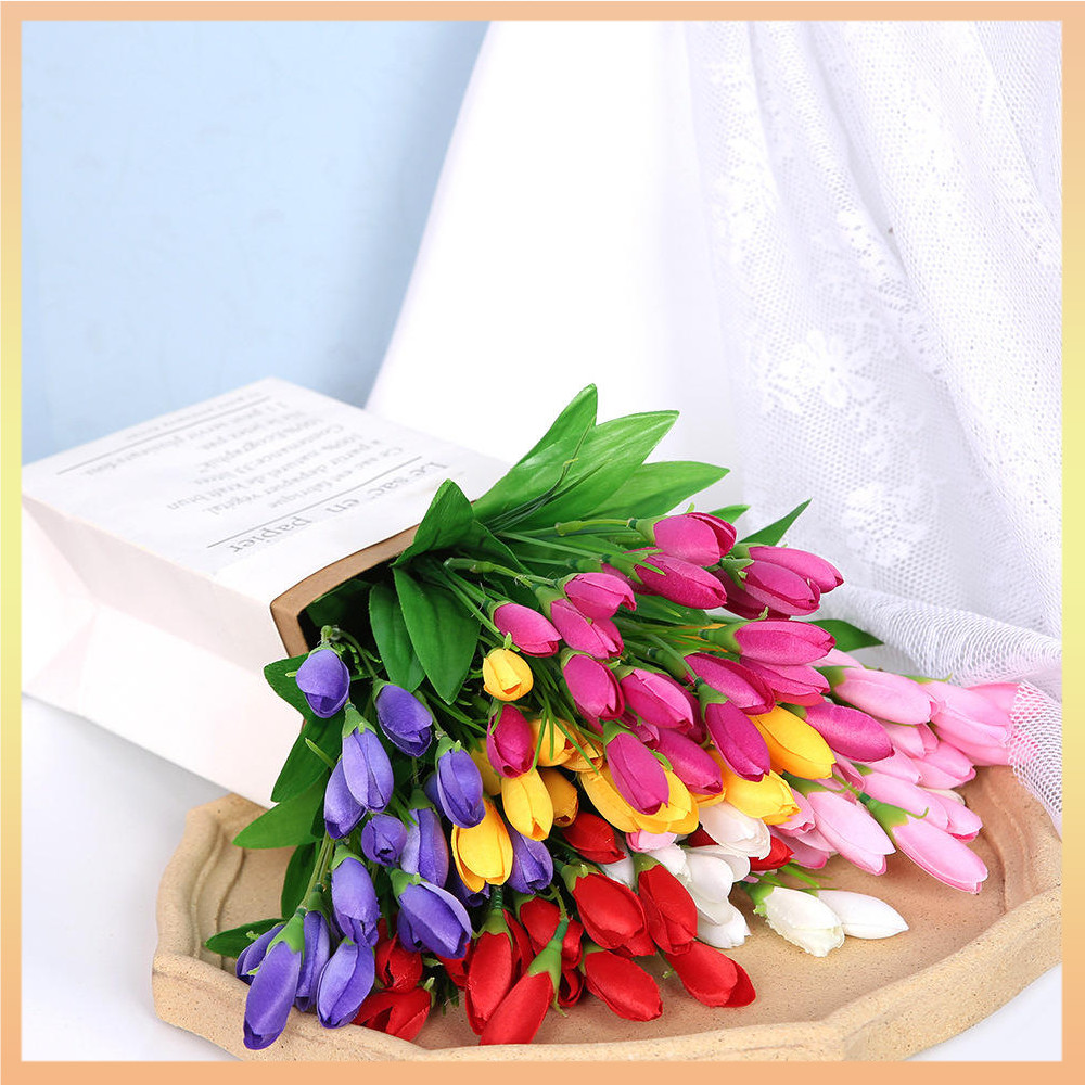 21 Heads Tulip Artificial Flower Silk Tulips Bouquet Fake Flower For ...