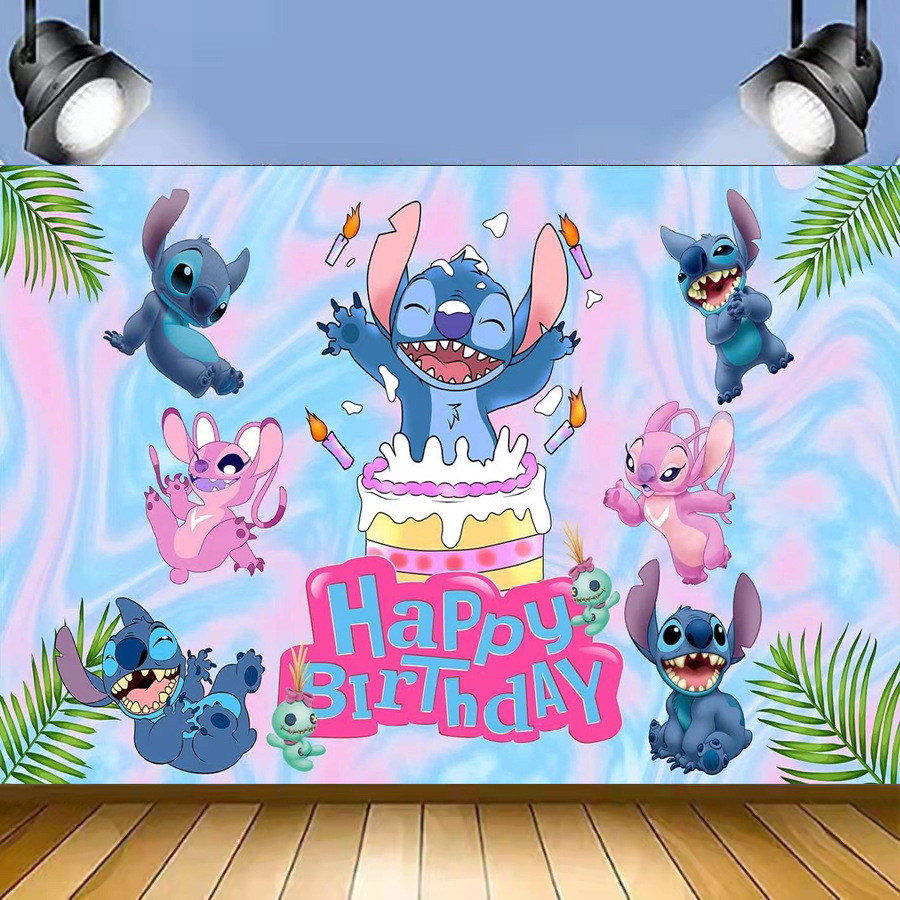 Stitch Birthday Decoration Backdrop Banner Lilo Stitch Photographic ...