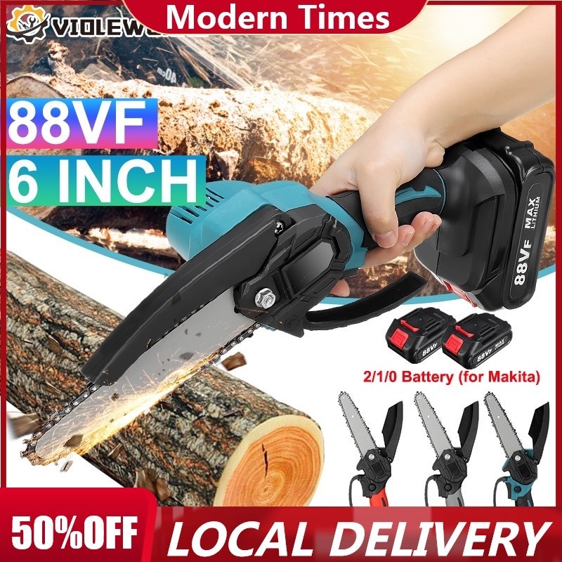 6” Electric Chain Saw Rechargable Chainsaws One-handed 88VF Lithoum ...