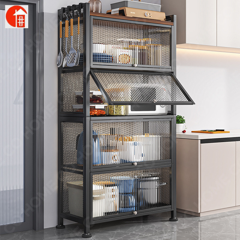 WONZOM Kitchen Rack Storage Cabinet With Door Floor-standing Multi ...