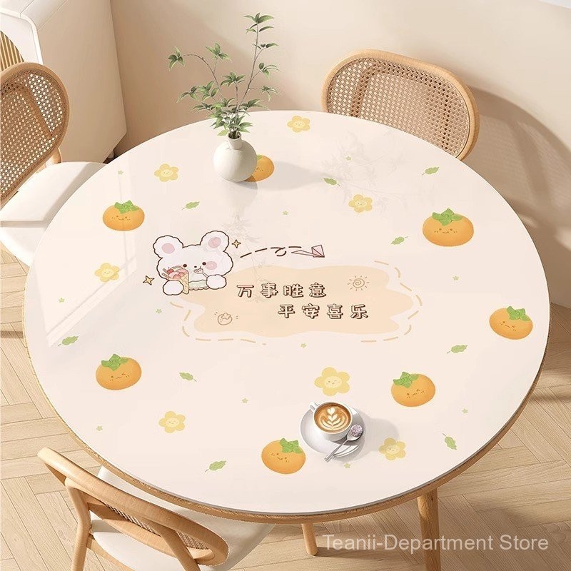 pvc Round Table Tablecloth Washable Oil-Proof Waterproof Anti-Scald ...