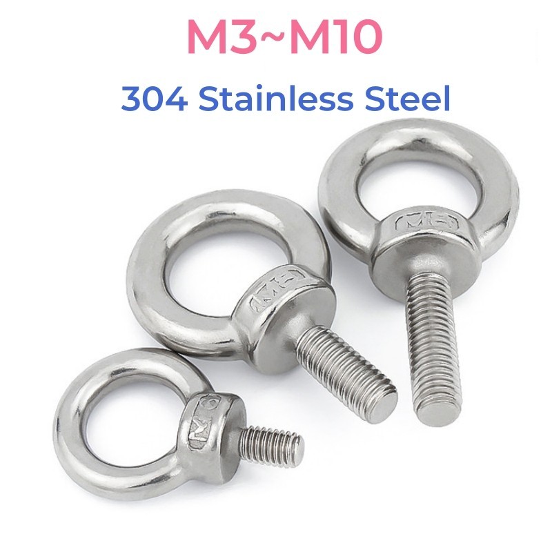 304 Stainless Steel Eye Bolt Marine Lifting Eye Screws M3 M4 M5 M6 M8 ...