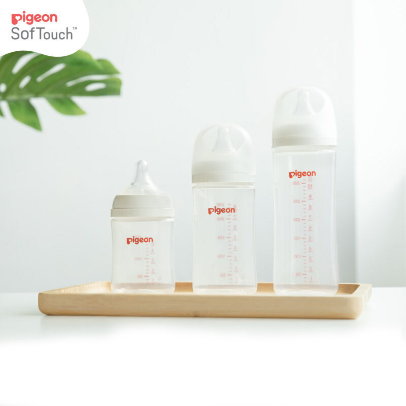 Pigeon SofTouch Wide Neck PP Nursing Bottle (160ml/240ml/330ml) | Shopee Singapore