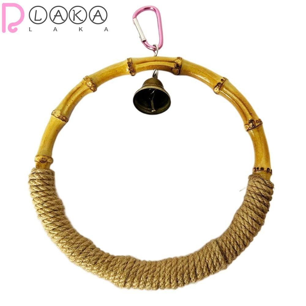 LAKAMIER Bird Swing Perch, with Bells Circle Birds Stand Rings, for Budgie,Cockatiels,Small ...