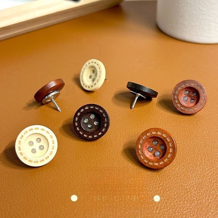 Solid Wood Button Pushpin Smile Push Pin Solid Wood Corkboard Photo ...