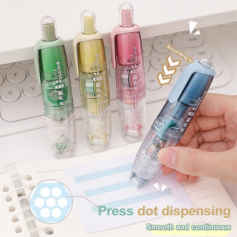 Cute Dots Glue Tape Double-Sided Adhesive Roller Pushable&Refillable ...