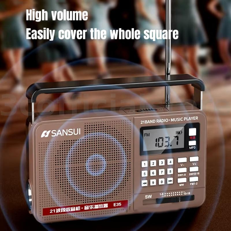 SANSUI E35 bluetooth Radio Portable Digital Retro Speaker HiFi Bass ...