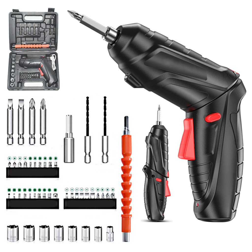 47 Piece Cordless Electric Screwdriver Set Portable Kit with Swivel ...