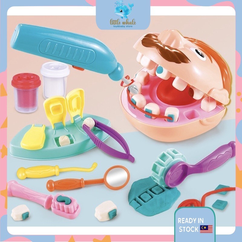 Kids Dentist Pretend Play Toy Set Check Teeth Clay Mud Model ...