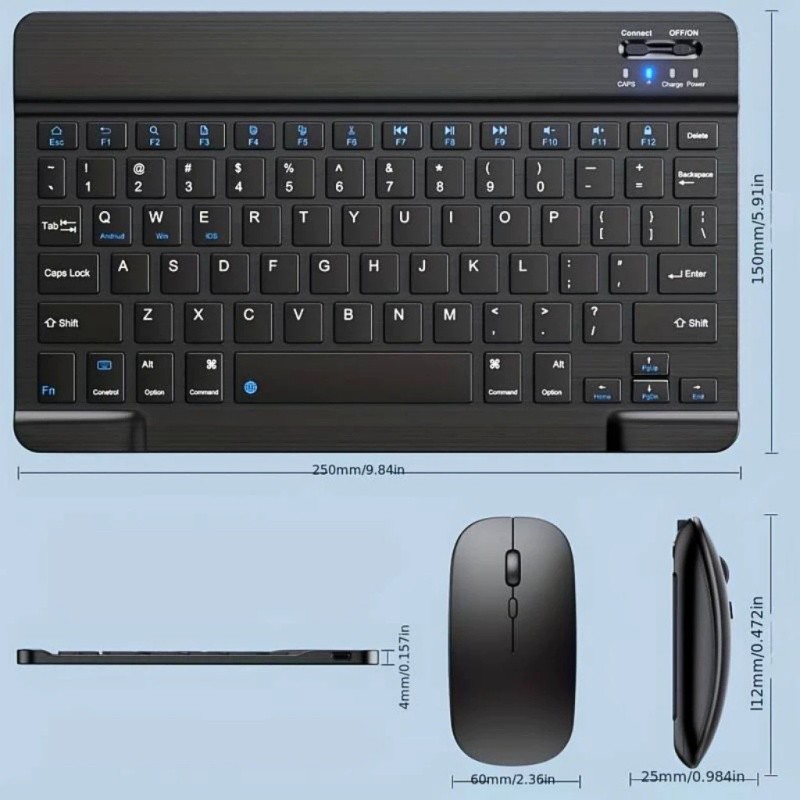 Ultra Slim Wireless Bluetooth Keyboard and Mouse Set for Tablet pad ...