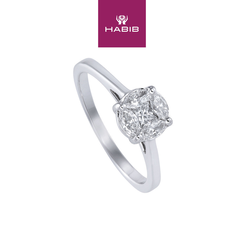 HABIB Empress | Marquise and Princess Cut Diamond Ring in 750/18K White ...