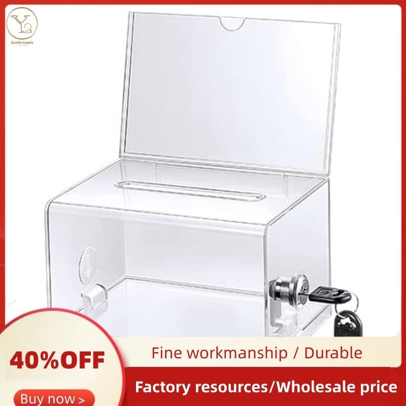 1 Pack Acrylic Donation Box Donation Box with Lock Clear Ballot Box ...