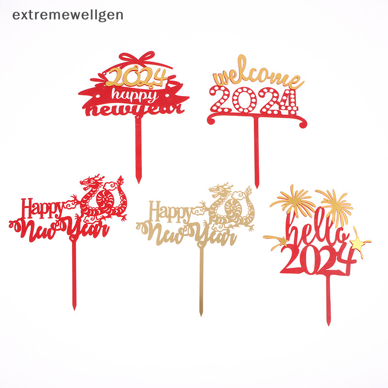 [extremewellgen] 1Pc Creative Acrylic Happy New Year 2024 Cake Topper ...