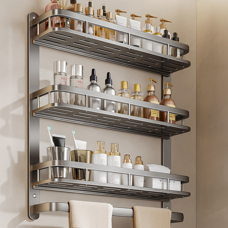 Multifunctional Storage Rack No Punching Wall-mounted Bathroom Rack ...