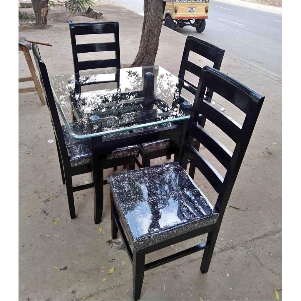 four seater dining table set, customize color polish, 4 seater dinig ...