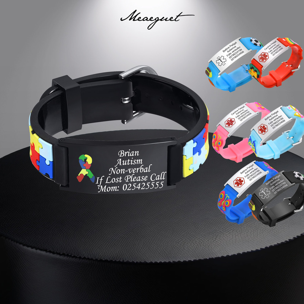 Meaeguet Personalized Name Autism Bracelet for Baby Kids Medical Alert ...