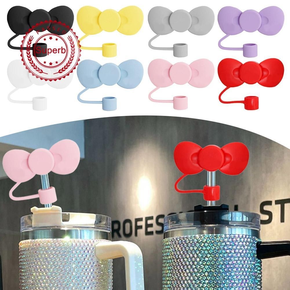 Lovely Bow Straw Covers Silicone Bow Tie Straw Dust Cap B0U8 | Shopee ...