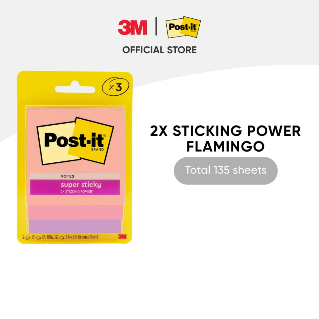 3M™ Post-it® Super Sticky Notes, 3321-3SSJP, 135 sheets/pack, 3 x 3 in ...