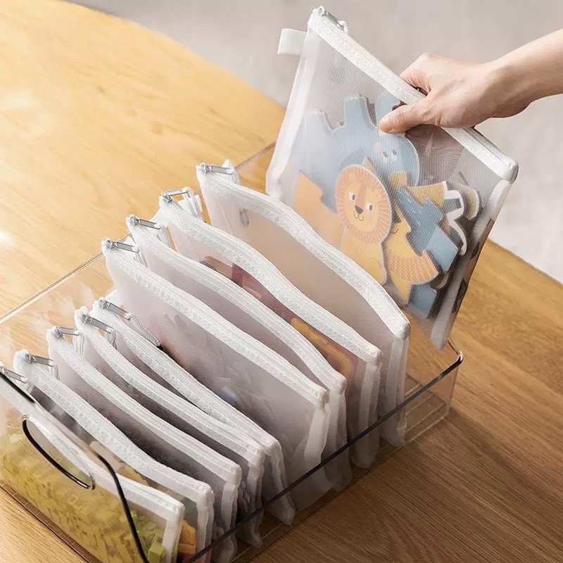 Transparent Mesh File Bag A4 Zipper Storage Bag Student Test Paper Pen ...